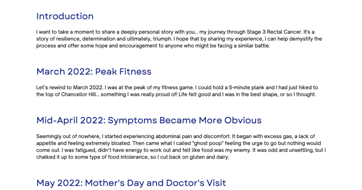 Blog - Battling and Beating Rectal Cancer